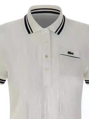 Lacoste Ribbed Knit Polo Shirt With Contrast Stripes