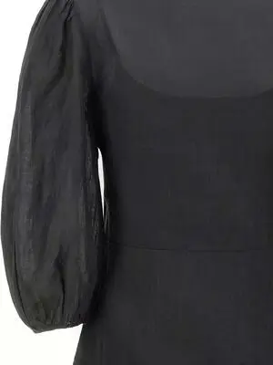 BOSS Ramie Embroidered V-neck Dress