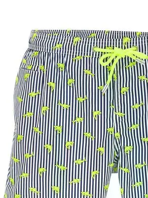 MC2 SAINT BARTH Lighting Shark-print Striped Swim Shorts