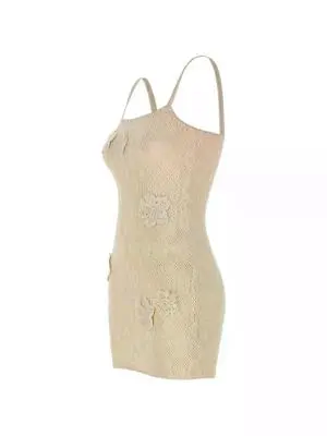 MC2 SAINT BARTH Crochet Flower Appliqué Mini Dress