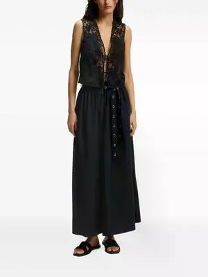 BOSS Embroidered Tie-fastening Sleeveless Top - Black