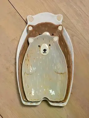 CU I SEEYOU Bear-shape Ceramic Plates - Brown
