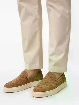 POCHE PARIS Woven Suede Slip-on Sneakers