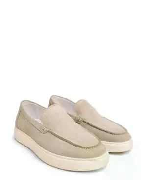 POCHE PARIS Suede Slip-on Loafers - Neutrals