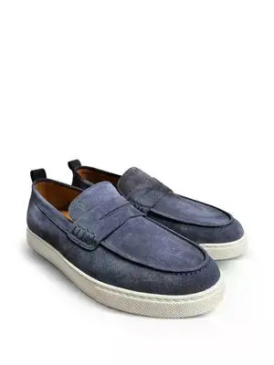 POCHE PARIS Suede Loafers With Penny Slot Detailing - Blue
