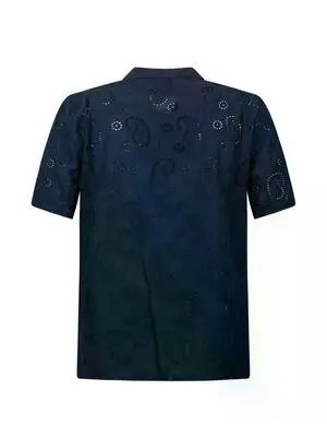 MC2 SAINT BARTH Broderie-anglaise Paisley-pattern Shirt - Blue