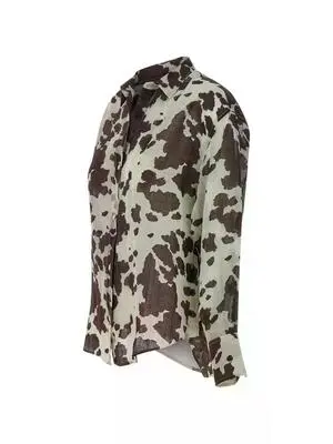 MC2 SAINT BARTH Cristal Cow-print Ramie Shirt