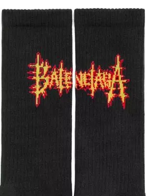 Balenciaga Logo-intarsia Ribbed-knit Socks