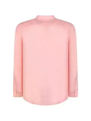 120% Lino Band-collar Long-sleeve Shirt
