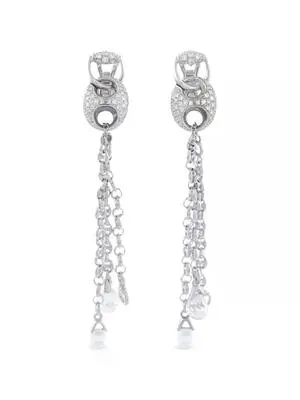 Gucci Horsebit Diamond And White Topaz Earrings In 18k White Gold - Silver