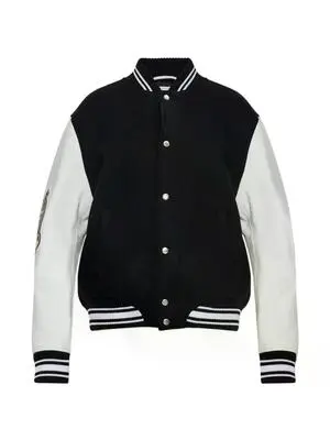 Off-White Logo Embroidered Leather Sleeve Jacket