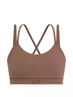 EA7 Criss-cross Back Twist-detail Sport Bra - Brown