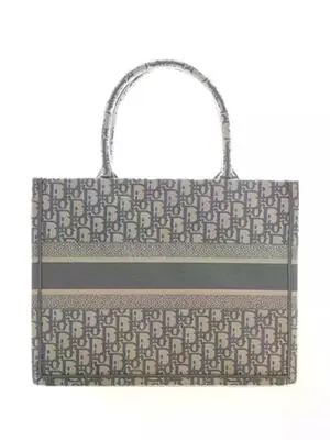 Dior 2025 Medium Oblique Embroidered Canvas Book Tote Bag - Grey