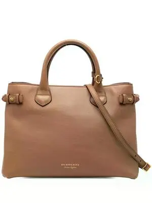 Burberry Medium Leather And House Check Banner Satchel - Brown