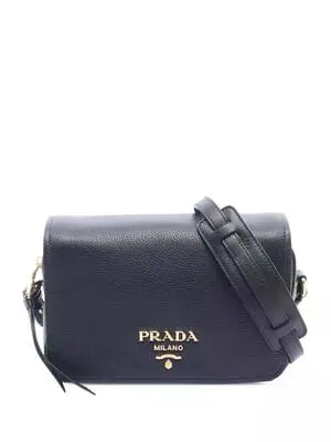 Prada Vitello Phenix Flap Shoulder Bag - Black
