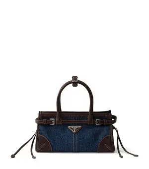 Prada Bonnie Small Denim Shoulder Bag - Blue