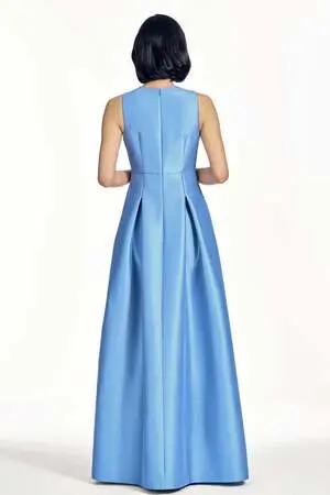 Sachin & Babi Brooklynne Periwinkle Embroidered Mikado Ball Gown - Opal