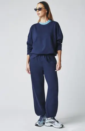 FLORENCE BY MILLS Cotton Blend Boyfriend Joggers - Navy