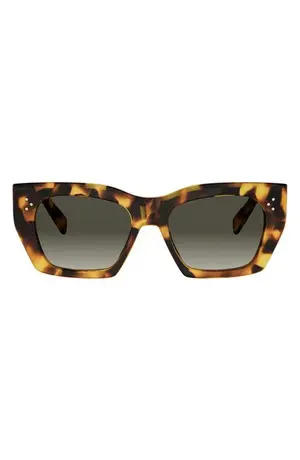 Celine Square Frame Sunglasses With Temple Detail - Blonde Havana/gradient Brown