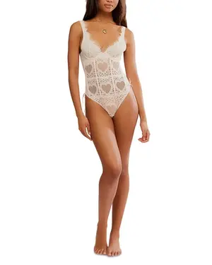 Free People Sweet Love Bodysuit Lace & Mesh