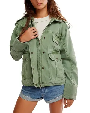 Free People Kali Washed Jacket - Forest Run