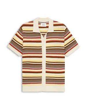 Nn07 Striped Crochet Polo Cardigan