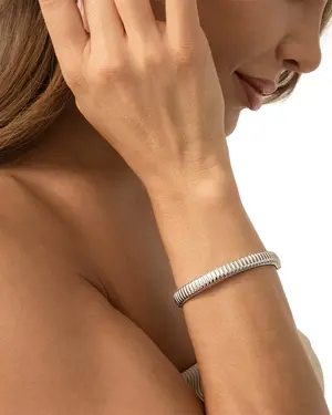 Ettika Ribbed Bangle Bracelet - Silver