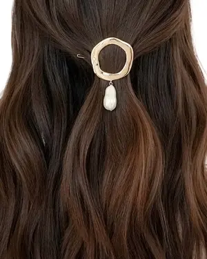 Ettika Open Circle Imitation Pearl Barrette - Gold