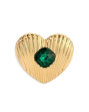 Ettika Heart Shaped Pin With Stone - Emerald