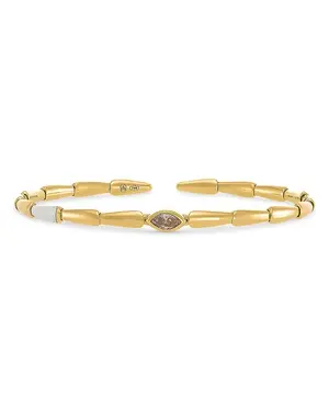 Etho Maria 18k Yellow Diamond And Ceramic Cuff Bracelet - Gold