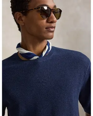 Polo Ralph Lauren Pique Knit Linen Short-sleeve Sweater