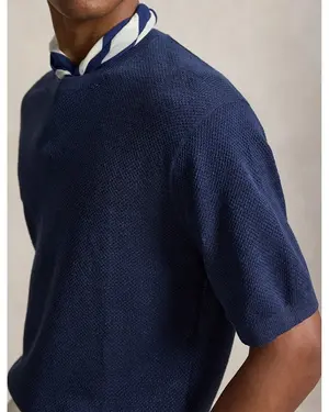 Polo Ralph Lauren Pique Knit Linen Short-sleeve Sweater