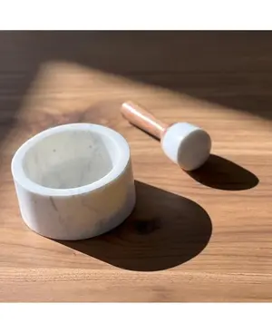 VERVE CULTURE Marble And Wood Mortar & Pestle