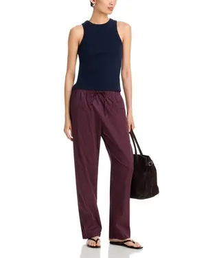 PERFECTWHITETEE Daphne Ribbed High Neck Tank - Navy
