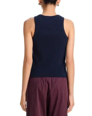 PERFECTWHITETEE Daphne Ribbed High Neck Tank - Navy