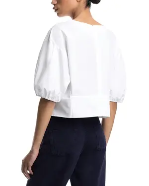 Emporio Armani Puff Sleeve Cotton Top - Vanilla