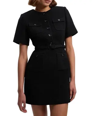 Karen Millen Belted Tweed Mini Dress