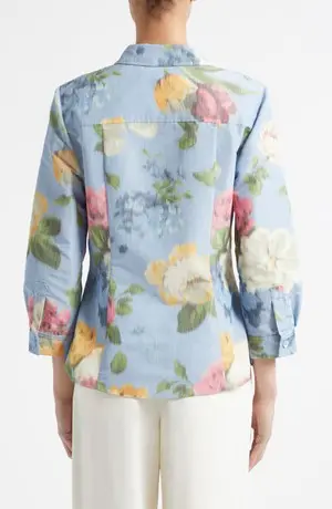 Carolina Herrera Ana Chiné Floral Print Button-up Shirt