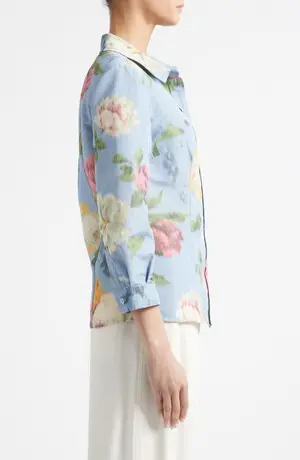 Carolina Herrera Ana Chiné Floral Print Button-up Shirt