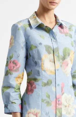 Carolina Herrera Ana Chiné Floral Print Button-up Shirt