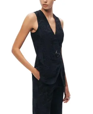 NOCTURNE Textured Floral Lace Vest