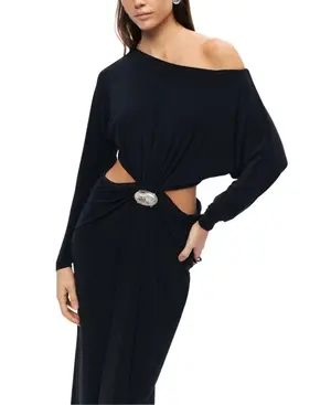 NOCTURNE One-shoulder Cut-out Maxi Dress