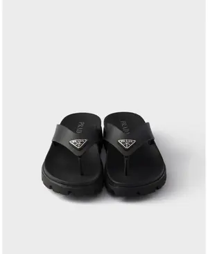 Prada Rubber Thong Sandals - Black