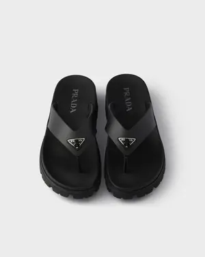 Prada Rubber Thong Sandals - Black