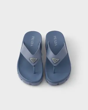 Prada Rubber Thong Sandals With Lug Sole - Blue