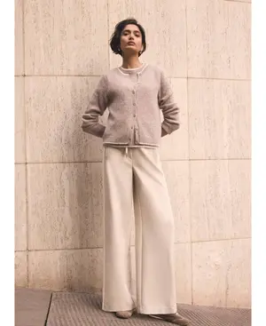 Mint Velvet Crochet Side Stripe Wide Leg Joggers
