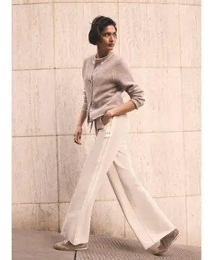 Mint Velvet Crochet Side Stripe Wide Leg Joggers