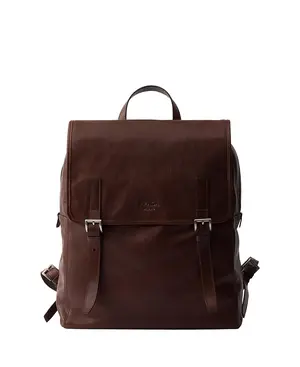 Prada Leather Buckled Flap Backpack - Brown