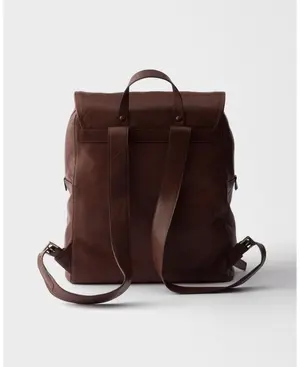 Prada Leather Buckled Flap Backpack