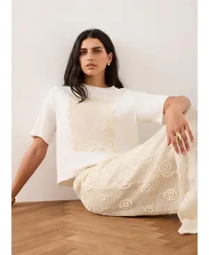 Mint Velvet Crochet Panel T-shirt